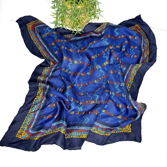 Vintage | Accessories | Head Or Neck Scarf Blue Red Yellow Multicolor ...